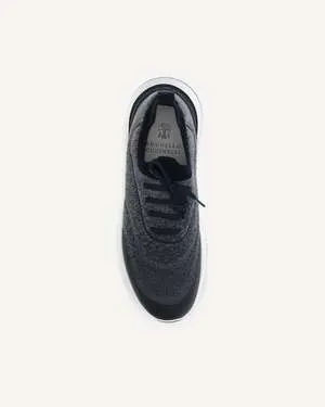 Brunello Cucinelli Techno Cotton Knit Lace-up Sneakers - Grey