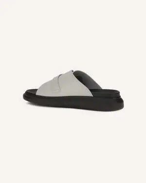 Alexander McQueen Leather Buckle Slide Sandals - Grey