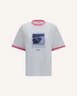 Versace Cotton Jersey T-shirt With Medusa Polaroid Print - White