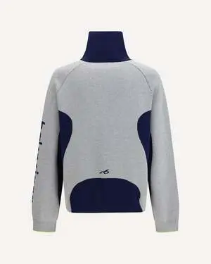 Balenciaga Zip Knit Sweater With High Neck And Contrasting Yoke