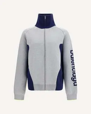 Balenciaga Zip Knit Sweater With High Neck And Contrasting Yoke