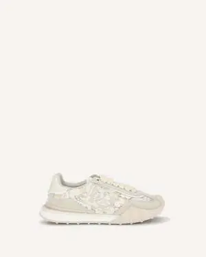 Dolce & Gabbana Leather And Lace Sneakers - Cream