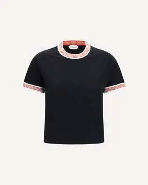 Versace Greca Trimmed Cropped T-shirt - Black
