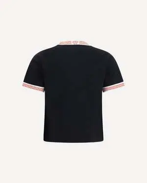 Versace Greca Trimmed Cropped T-shirt - Black