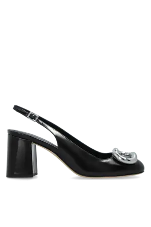 Marc Jacobs Full-grain Leather Slingback Pumps With Silver Embellishment