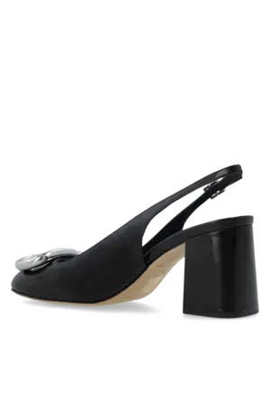 Marc Jacobs Full-grain Leather Slingback Pumps With Silver Embellishment