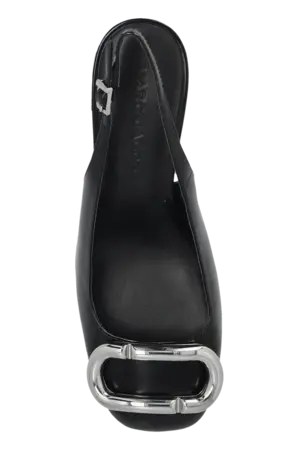 Marc Jacobs Full-grain Leather Slingback Pumps With Silver Embellishment