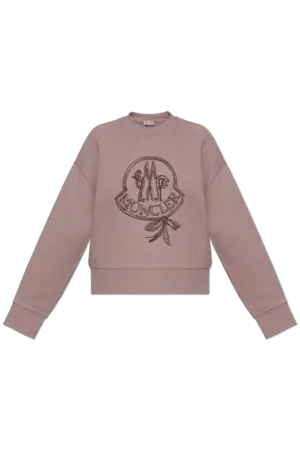 Moncler Sweatshirt With Embroidered Logo - Pink