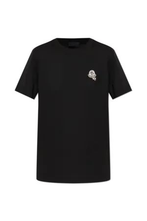 Moncler T-shirt With Logo Patch - Black