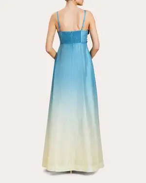 Mestiza New York Esperanza Floral Appliqué Organza Empire Gown