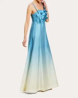 Mestiza New York Esperanza Floral Appliqué Organza Empire Gown