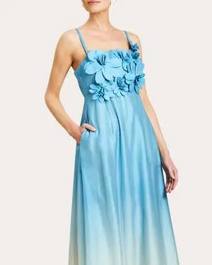 Mestiza New York Esperanza Floral Appliqué Organza Empire Gown