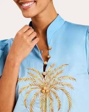 Mestiza New York Elliana Embroidered Poplin Barong Mini Dress