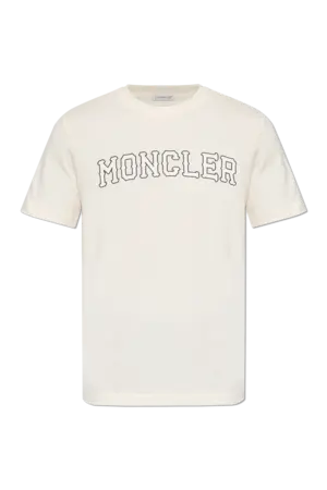 Moncler T-shirt With Printed Logo - Cream