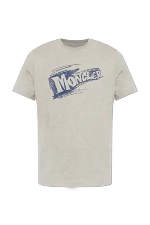 Moncler T-shirt With Printed Logo - Grey