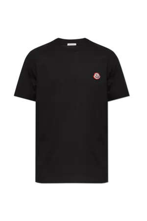 Moncler T-shirt With Logo Patch - Black