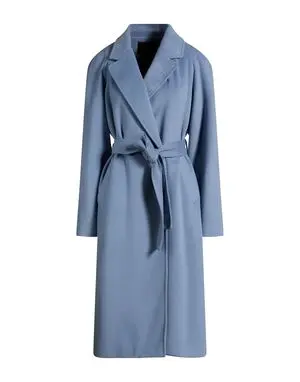 Roberto Cavalli Belted Wool Blend Coat - Blue
