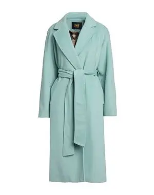 Roberto Cavalli Light Wool Blend Belted Coat Turquoise