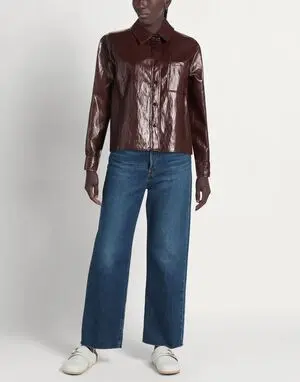 SHIRTAPORTER Jacket Burgundy Size Polyurethane, Viscose