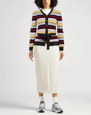 GANNI Intarsia-knit Belted Cardigan - Grey