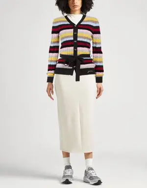 GANNI Intarsia-knit Belted Cardigan - Grey