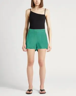 120% Lino Linen High Waisted Shorts - Green