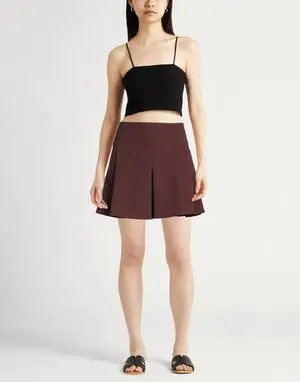 SEMICOUTURE Mini Skirt Chocolate Size Polyester, Elastane