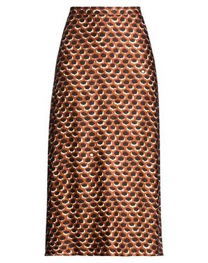OTTOD'AME Multicolor Viscose Midi Skirt - Rust