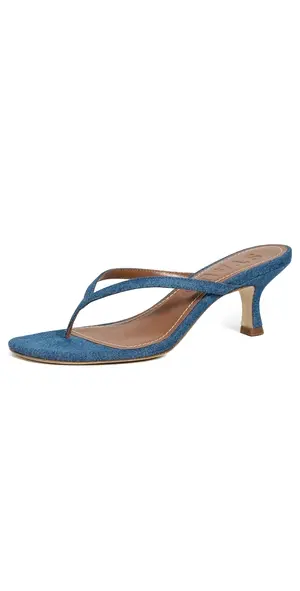 Staud Freja Kitten Heel Sandals - Denim