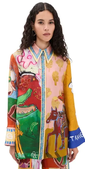 ALEMAIS Mlak Silk Button Down Shirt