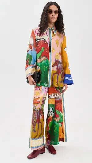 ALEMAIS Mlak Silk Button Down Shirt