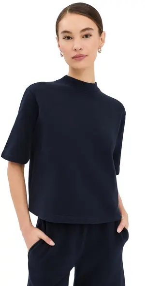 TWP Cropped Mock Neck Tee
