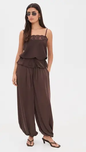 Bardot Bonita Satin Lace Trim Top