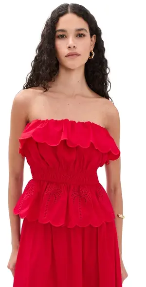 English Factory Embroidery Strapless Top