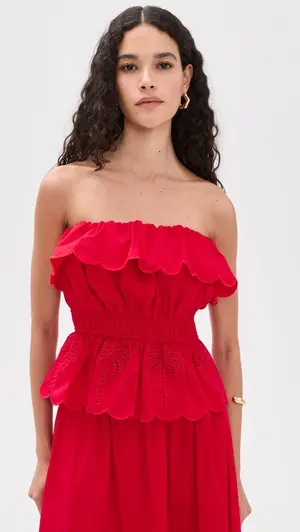 English Factory Embroidery Strapless Top