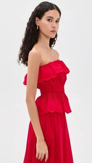 English Factory Embroidery Strapless Top