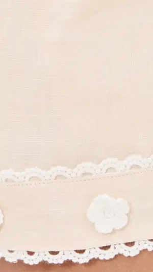 English Factory Floral Detailed Linen Shorts - Light Beige