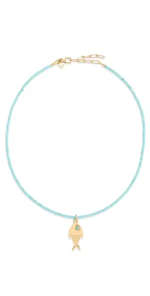 HART Teeny Gemstone Fish Charm Necklace