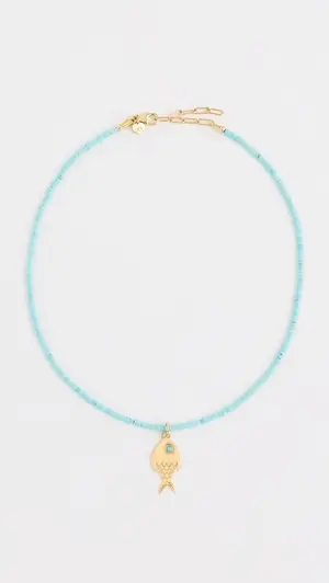 HART Teeny Gemstone Fish Charm Necklace