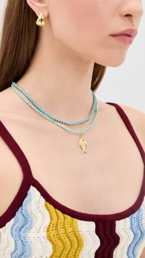 HART Teeny Gemstone Fish Charm Necklace