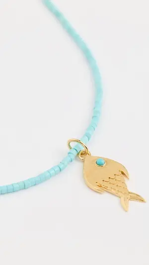 HART Teeny Gemstone Fish Charm Necklace
