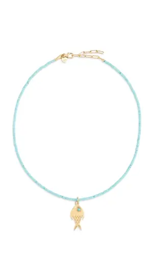 HART Teeny Gemstone Fish Charm Necklace
