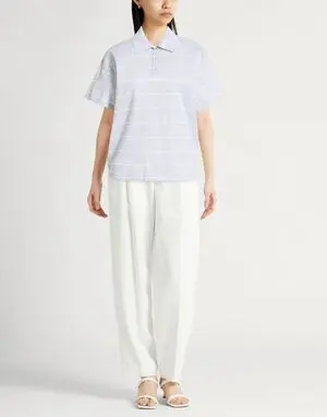 Peserico Striped Linen Cotton Polo Shirt