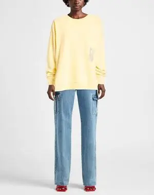 8PM Apricot Cotton Sweatshirt With Appliqués And Crystals - Yellow