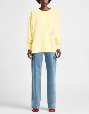 8PM Apricot Cotton Sweatshirt With Appliqués And Crystals - Yellow