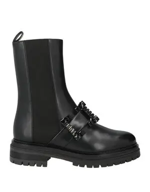SERGIO ROSSI Calfskin Ankle Boots With Crystal Embellishments