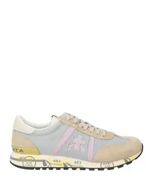 Premiata Low-top Sneakers In Suede And Textile Fibers - Beige
