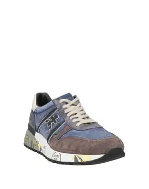 Premiata Slate Leather And Textile Low-top Sneakers - Blue