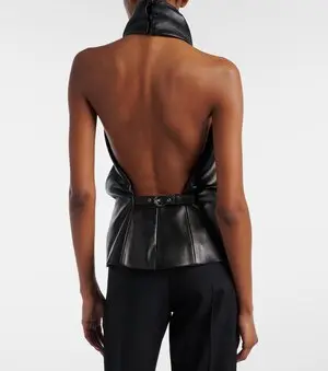 Khaite Rone Halterneck Leather Top