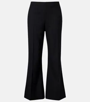 Khaite Walter Cropped Virgin Wool Flared Trousers - Black
